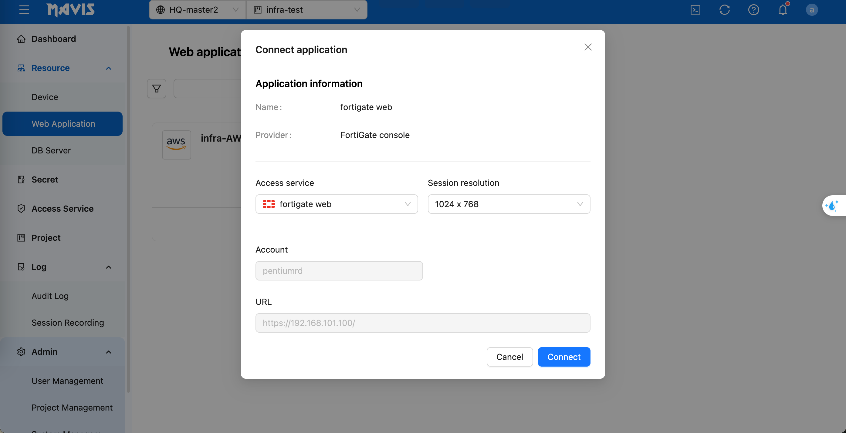 How do I connect to the web application from Mavis? – MAVIS